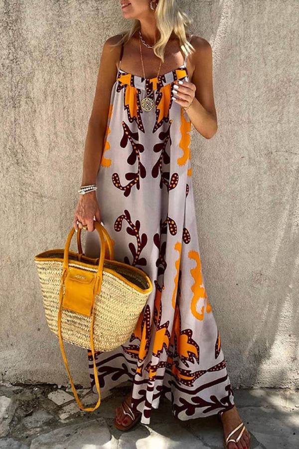 Hannah® | Ethnic printed loose cami maxi dress – Celia Fashion